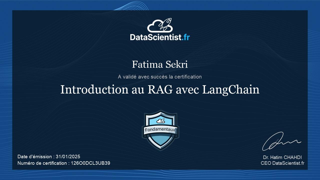 Certifications: Introduction au RAG avec LangChain